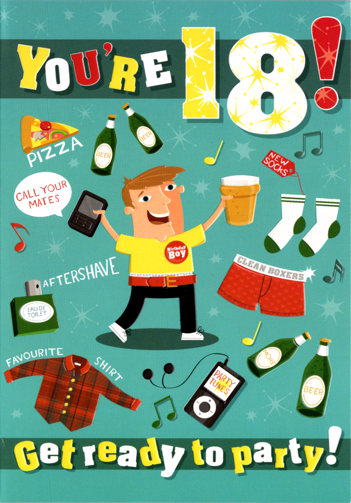 Happy hangover- 18th age male birthday card. Retail $2.99. Inside: Hap ...