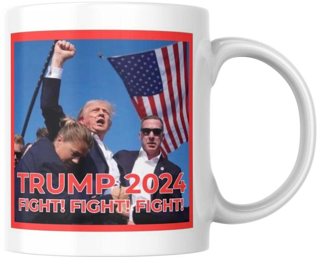 Donald Trump Fist Rally FIGHT MAGA 2024 Election Ceramic Coffee Mug Cu ...