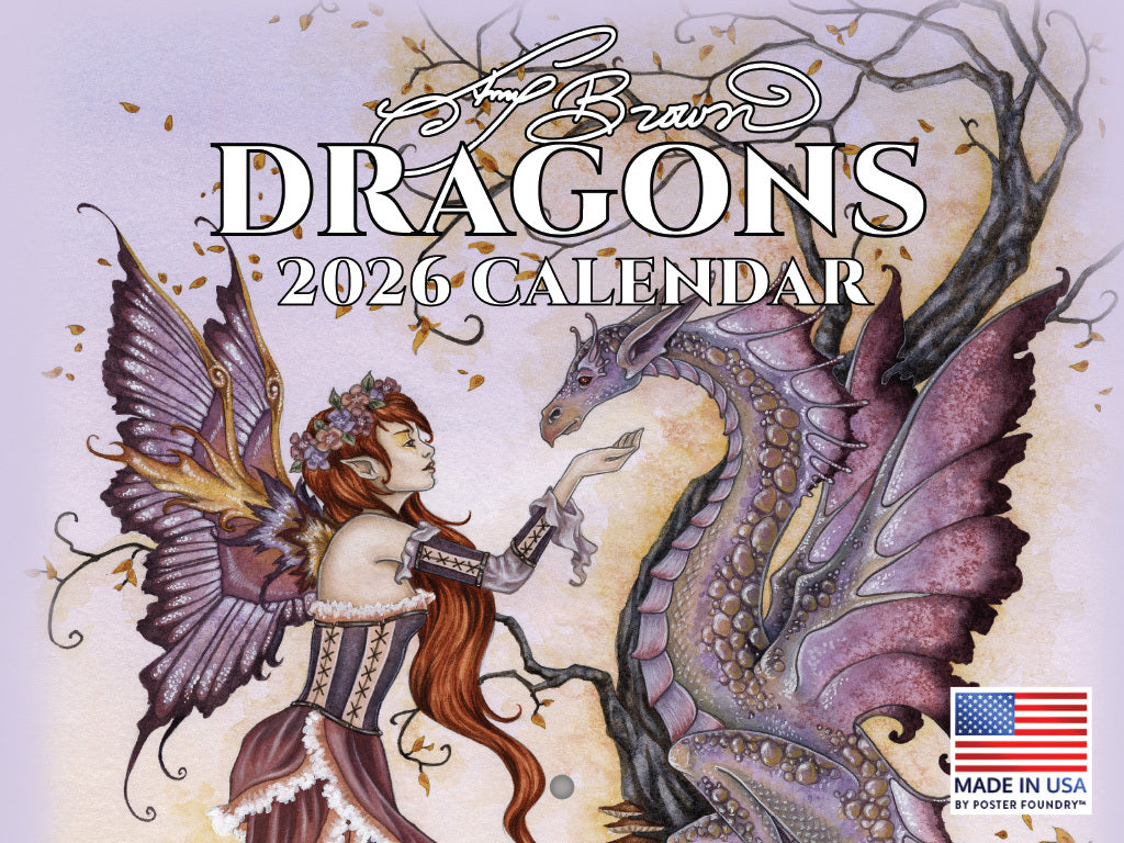 Amy Brown Calendar 2026 Fairy Dragon Monthly Wall Calender 12 Month ...