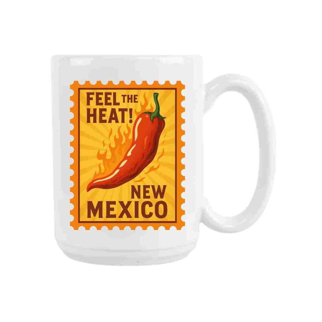 CUSTOM New Mexico Feel The Heat Chile Pepper Ceramic Coffee Mug 15 oz ...